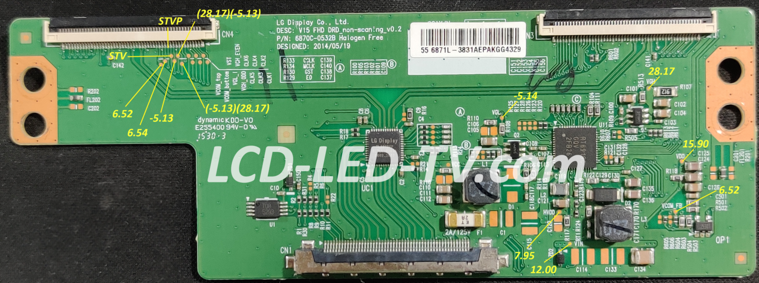 LG T-con Board Voltage and Signal Details